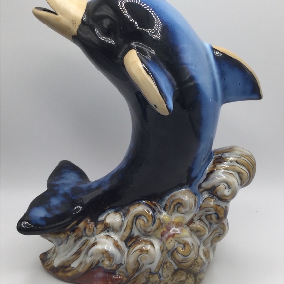 Source Unknown | Art | Vintage Pottery Dolphin Figurine Dripware ...